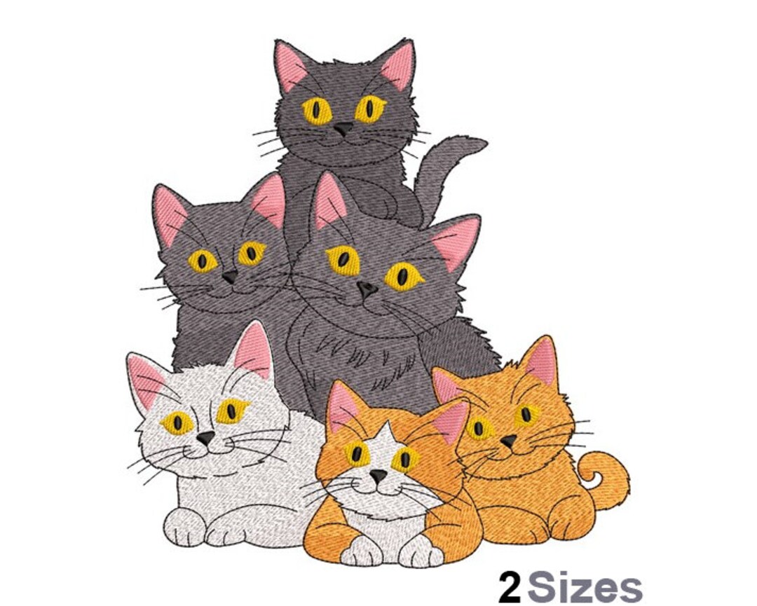 Cats Embroidery - Packs of Cats Embroidery - Kittens Embroidery ...