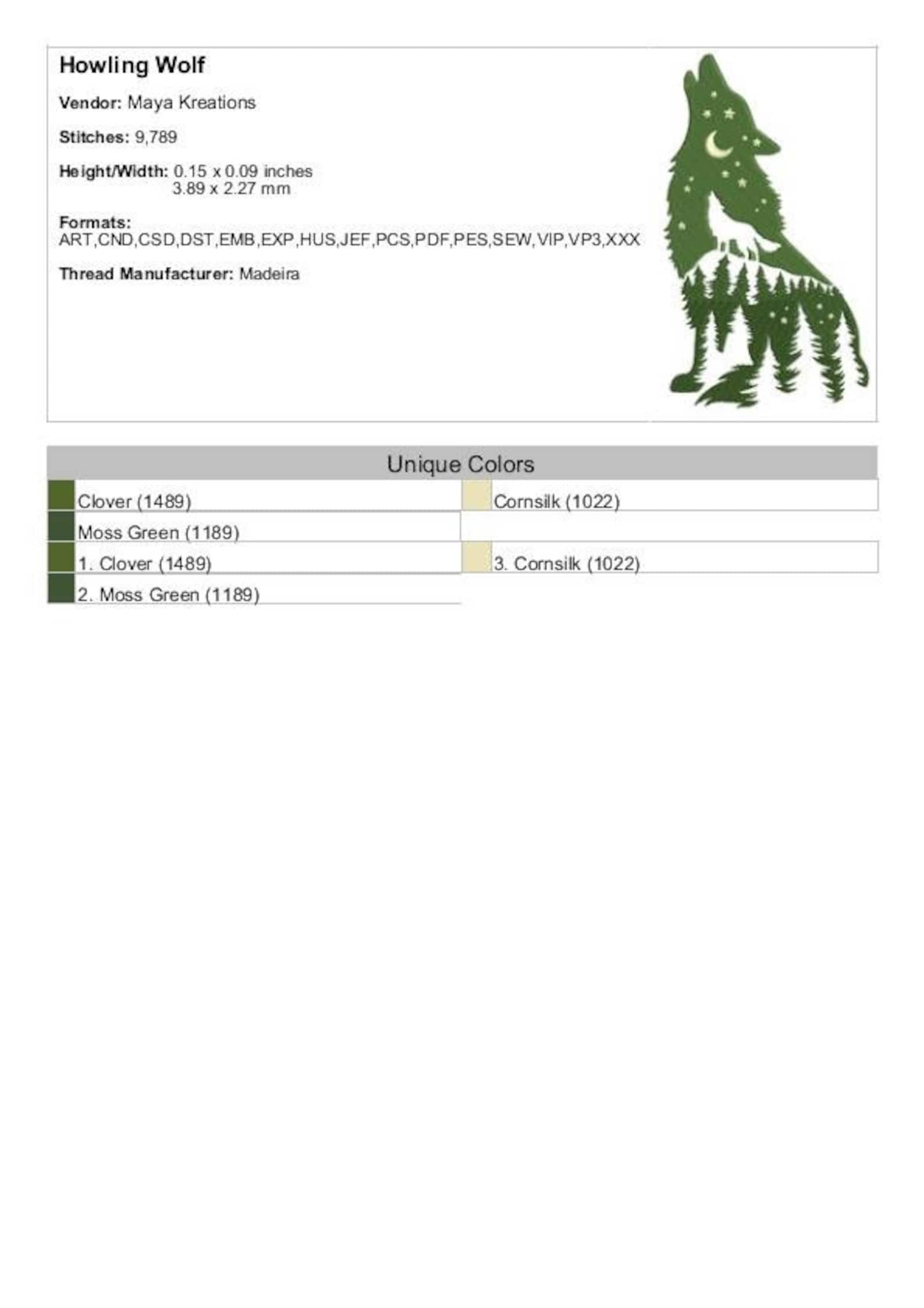 Howling Wolf - Machine Embroidery Design - 2 Sizes, Wild Life ...