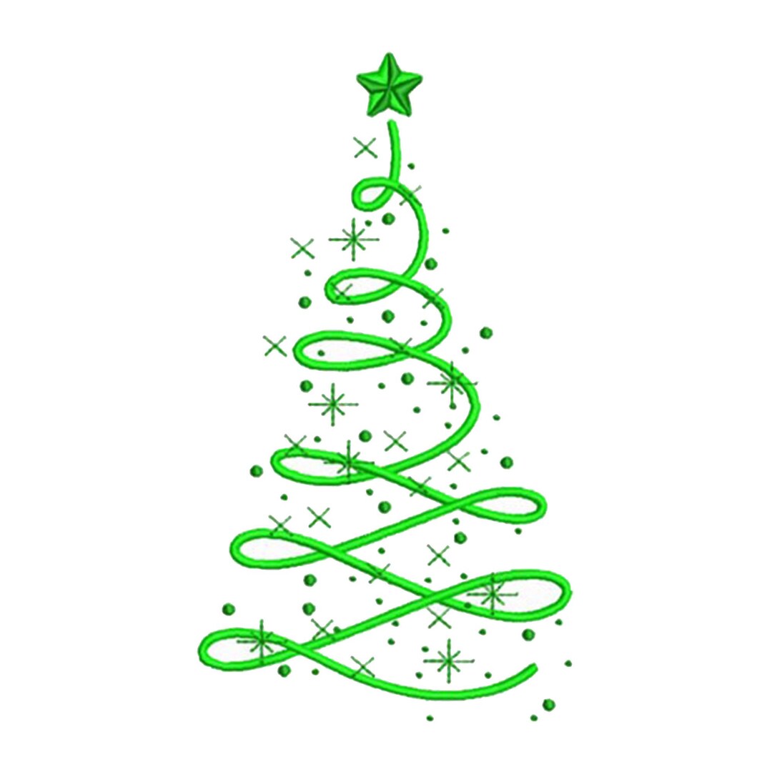 Green Swirly Christmas Tree Machine Embroidery Design / Tree With a ...