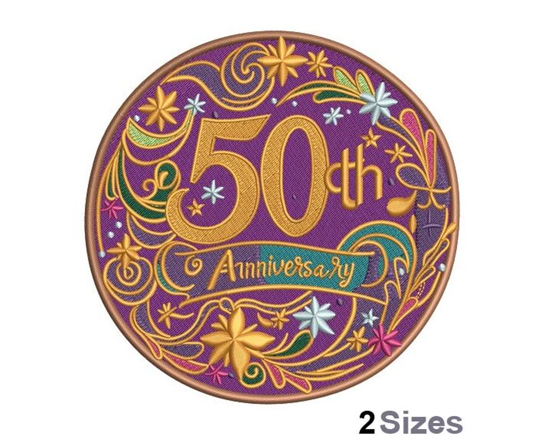 50th Anniversary Embroidery - Golden Year Embroidery - Wedding ...