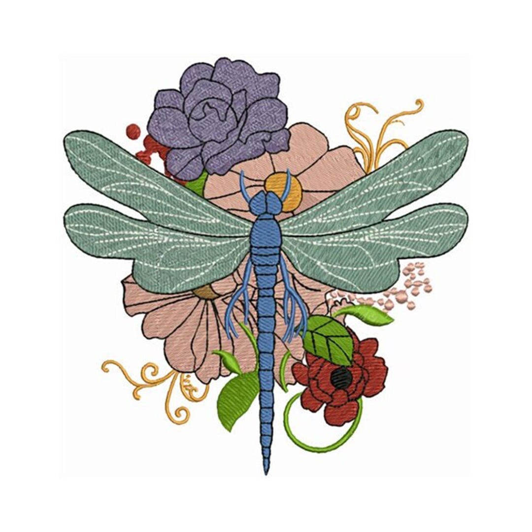 Exquisite Floral Dragonfly Embroidery - Nature Embroidery - DIY ...