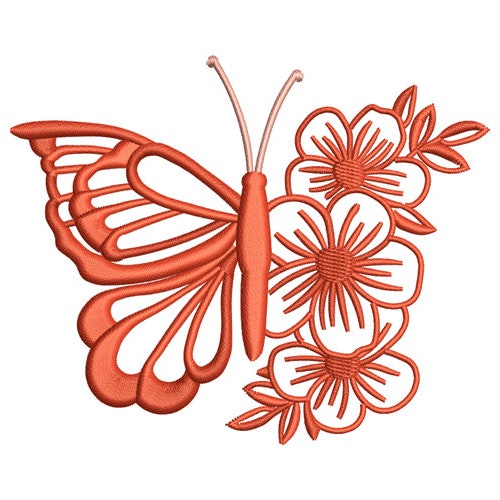 Butterfly Machine Embroidery Pattern. Floral Designs. - Etsy