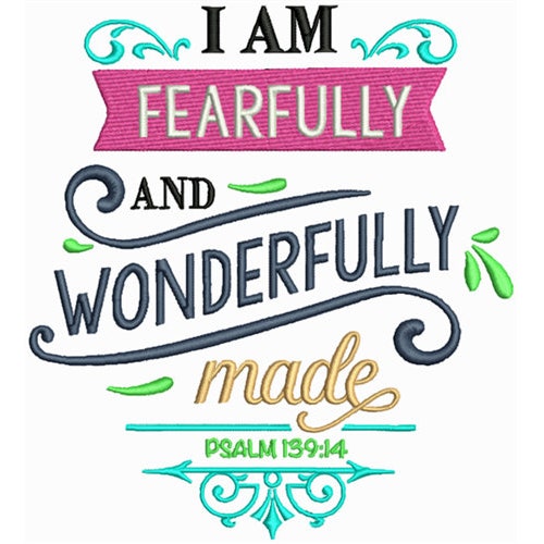 Pslam 139:14 Machine Embroidery Design I Am Fearfully and - Etsy