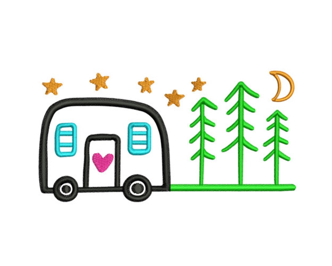 Camper Machine Embroidery Design / Love Camping Embroidery - Etsy