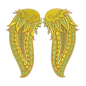 Two Fancy Wings - Machine Embroidery Design - Golden Detailed Wings ...