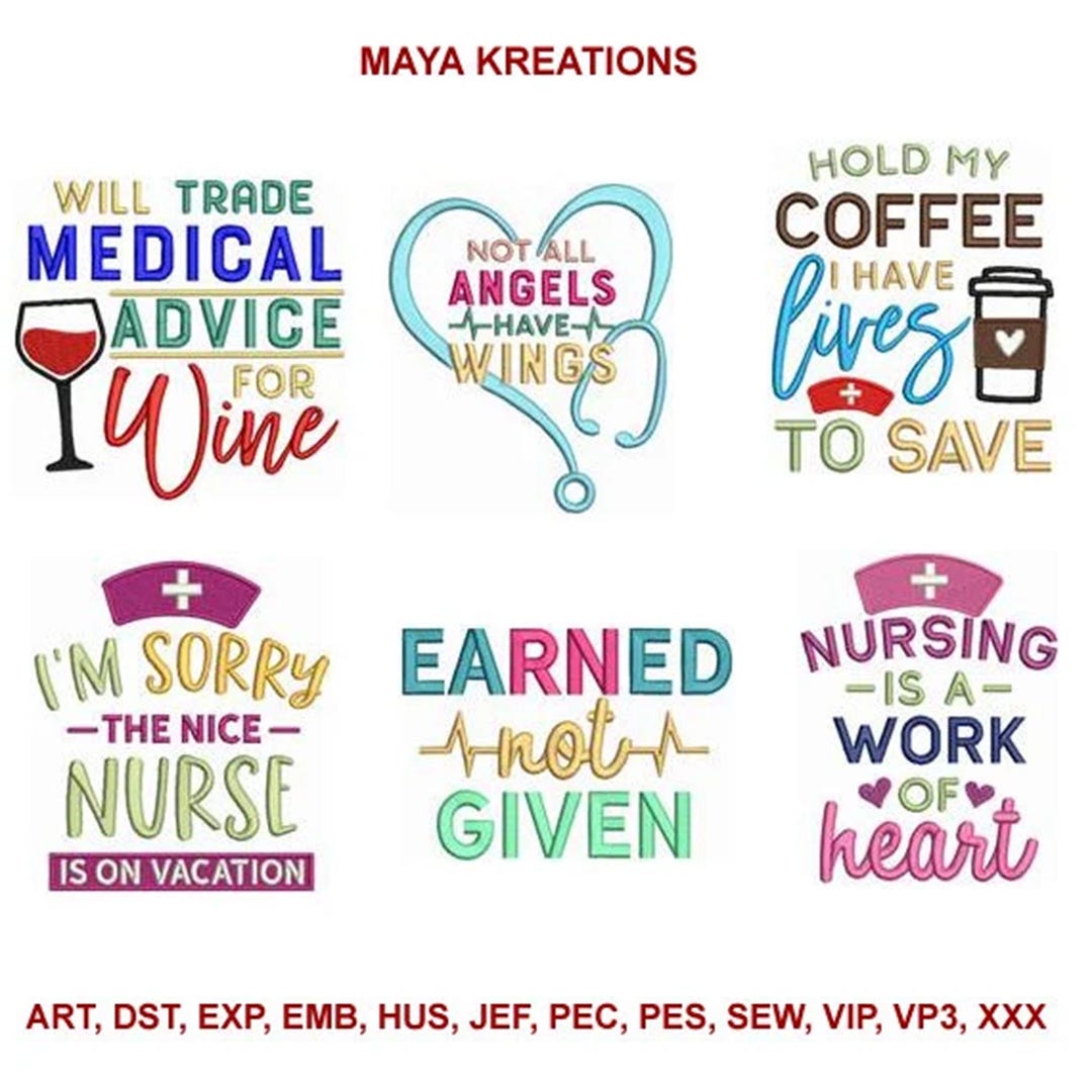 Nurse Machine Embroidery Design Set, Frontline Worker Embroidery ...