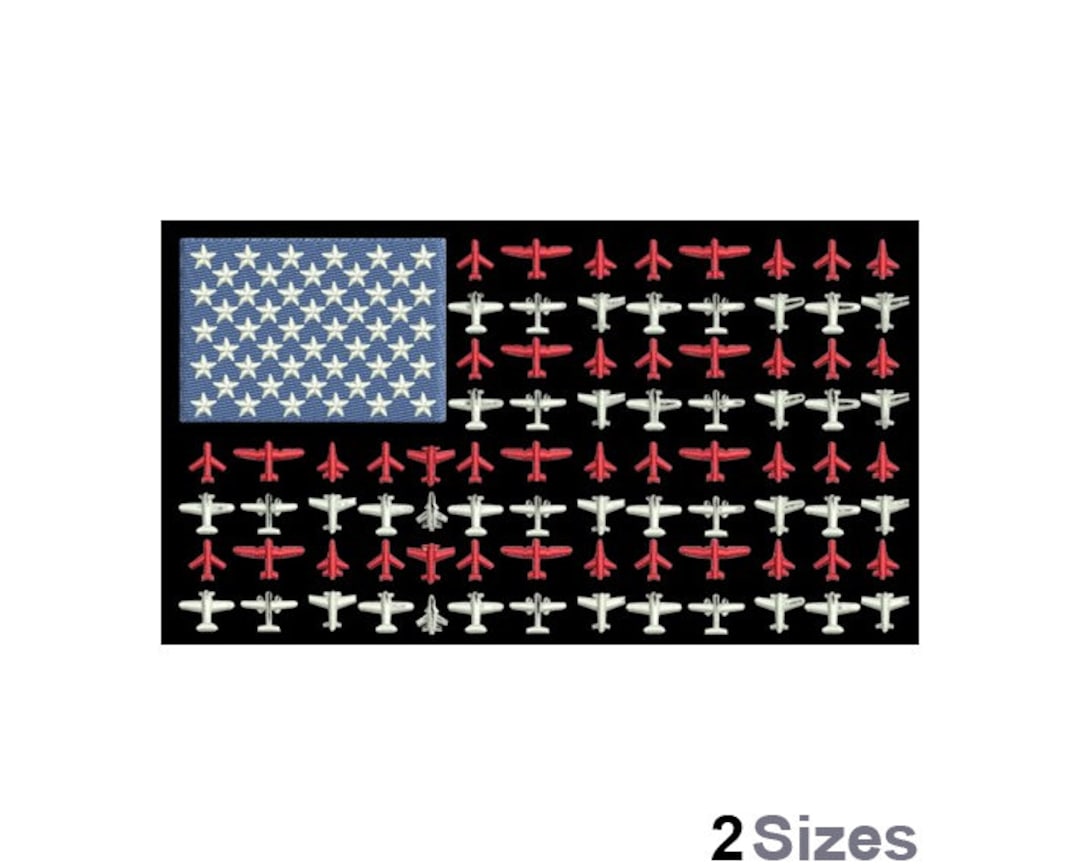 American Planes Flag Embroidery - USA Embroidery - Patriotic Embroidery ...