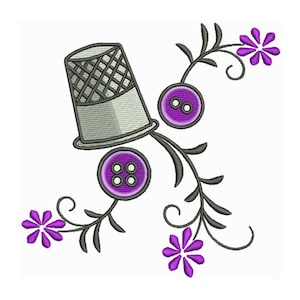 Buttons & Thimble - Crafty Sewing Pattern -DIY Projects - Floral ...