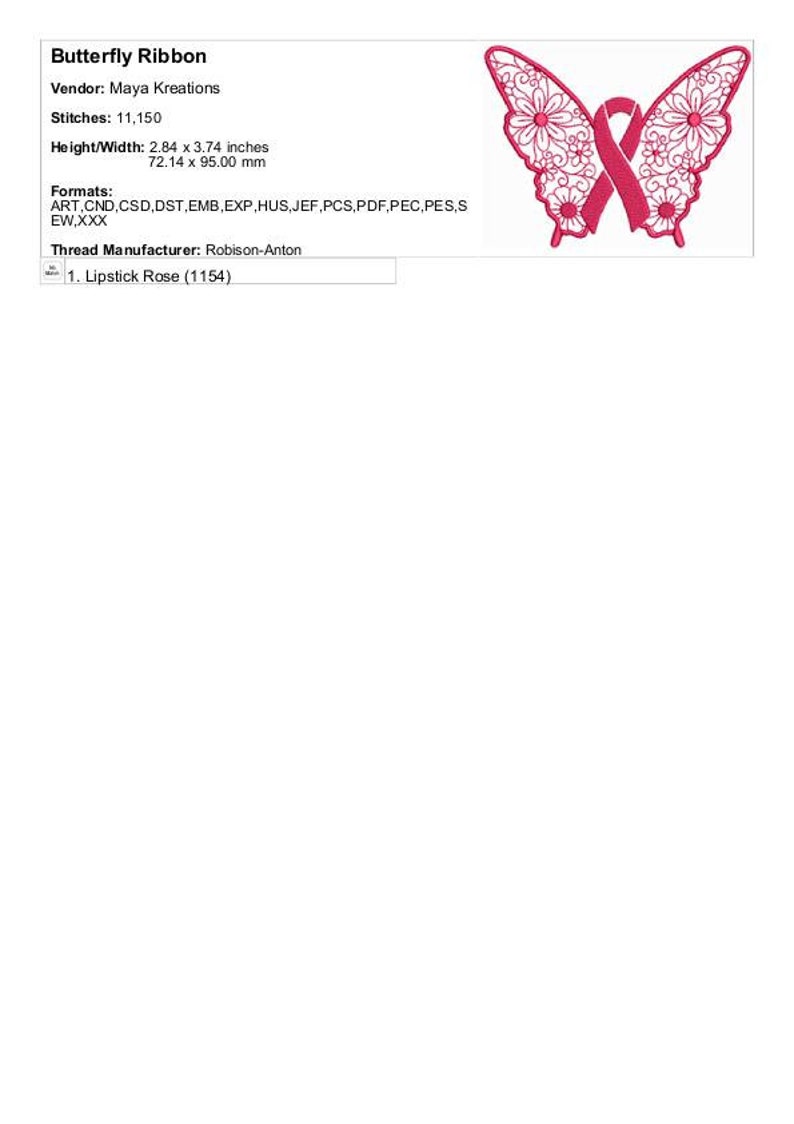 Pink Butterfly With Cancer Ribbon Machine Embroidery Design - Etsy