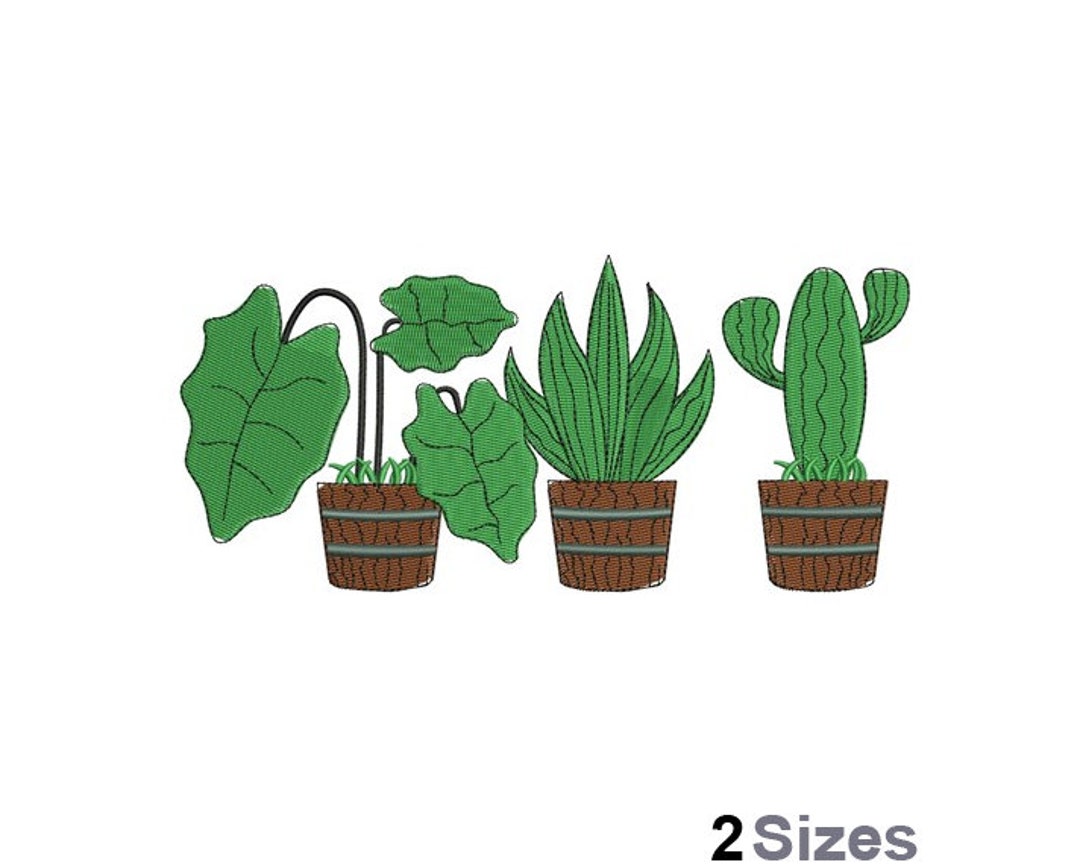 Potted Plants Embroidery - Plants Embroidery - Soil and Pot Embroidery ...