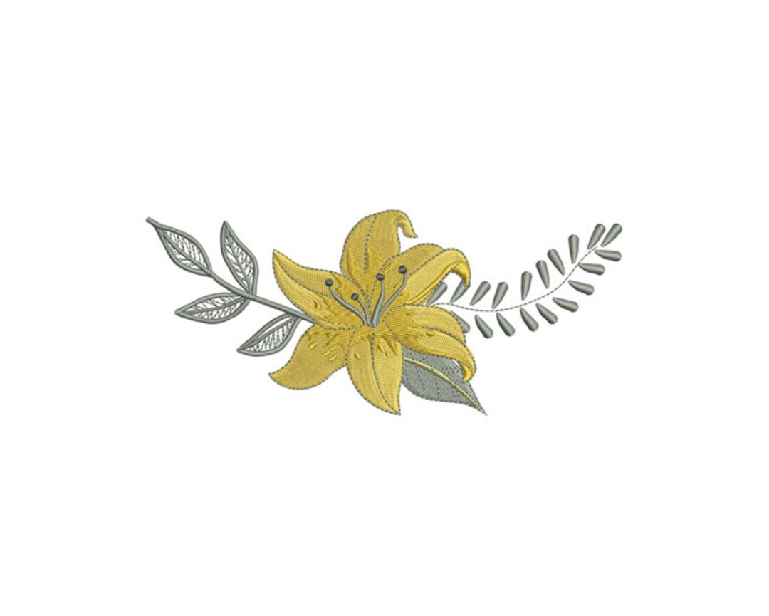 Cute Lily - Machine Embroidery Design - Floral Embroidery - Yellow ...