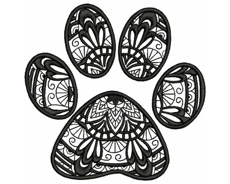 Decorative Paw Machine Embroidery Design Embroidery - Etsy