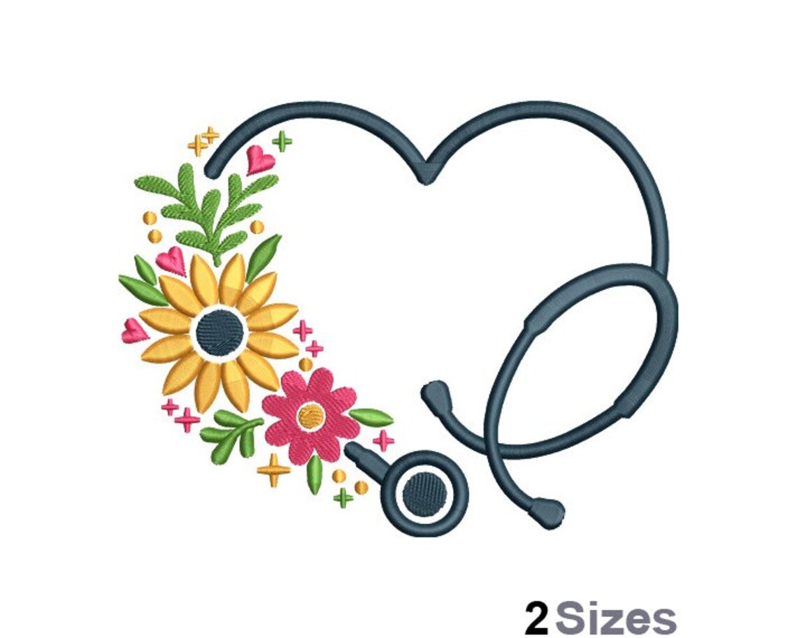 Floral Stethoscope Embroidery - Medical Embroidery - Medical Embroidery ...