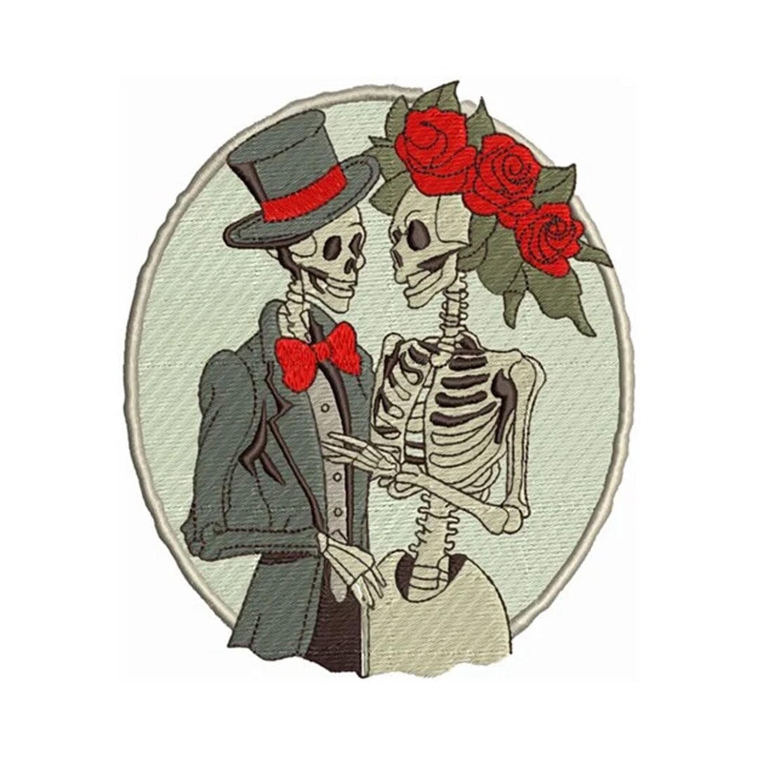 Wedding Skeletons Embroidery - Wedding Embroidery - Love Skeleton ...
