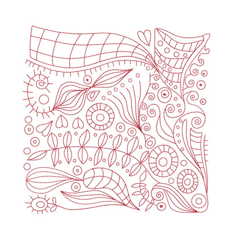 Redwork Flower - Etsy