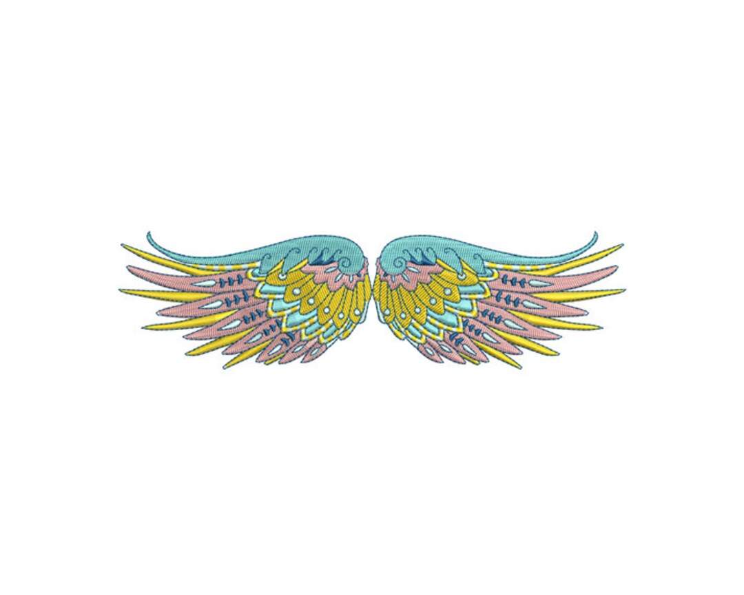 Vibrant Dove-style Wing Machine Embroidery Design - Colorful and ...
