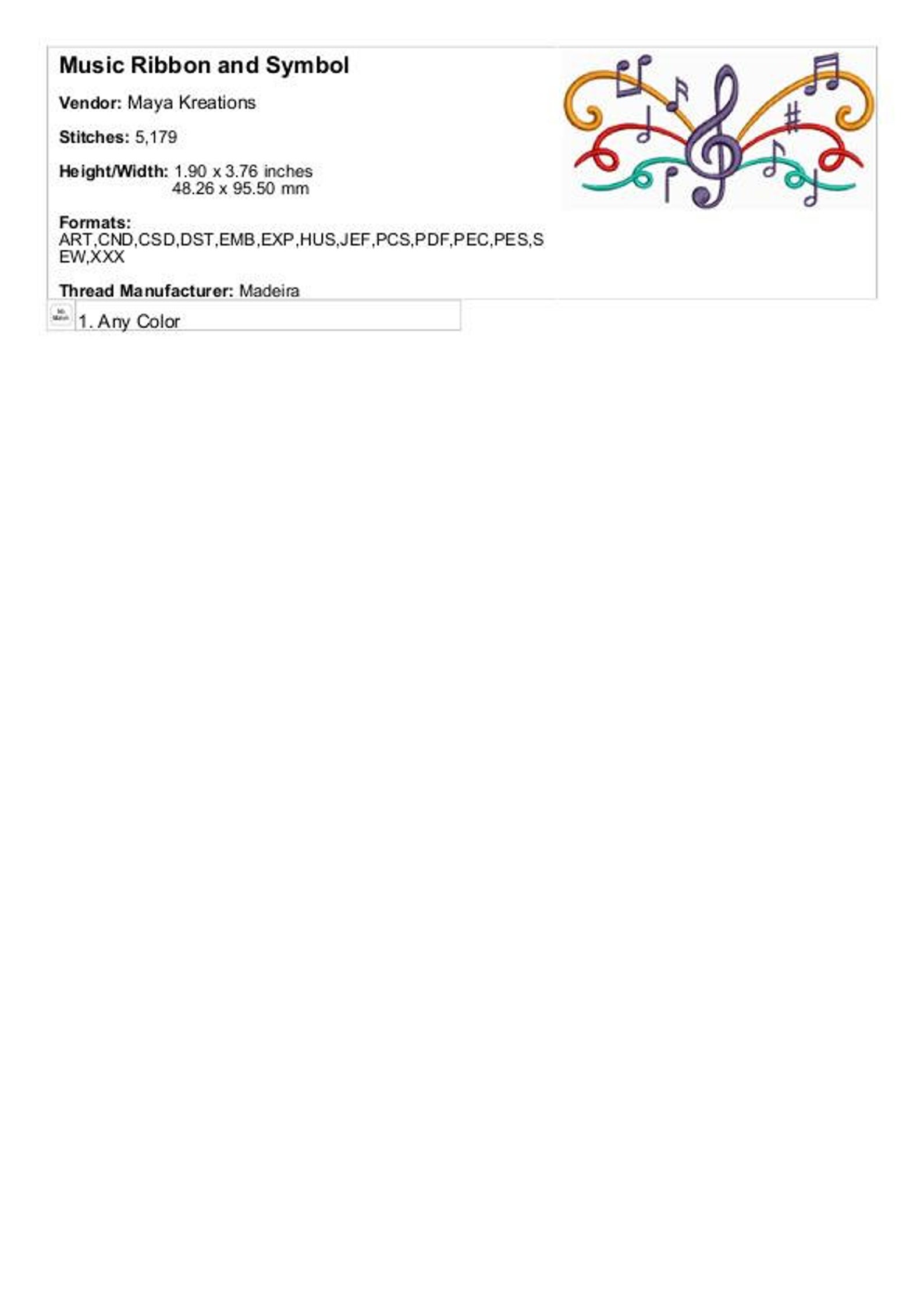 Music Chord With Ribbon and Symbol Machine Embroidery - Etsy