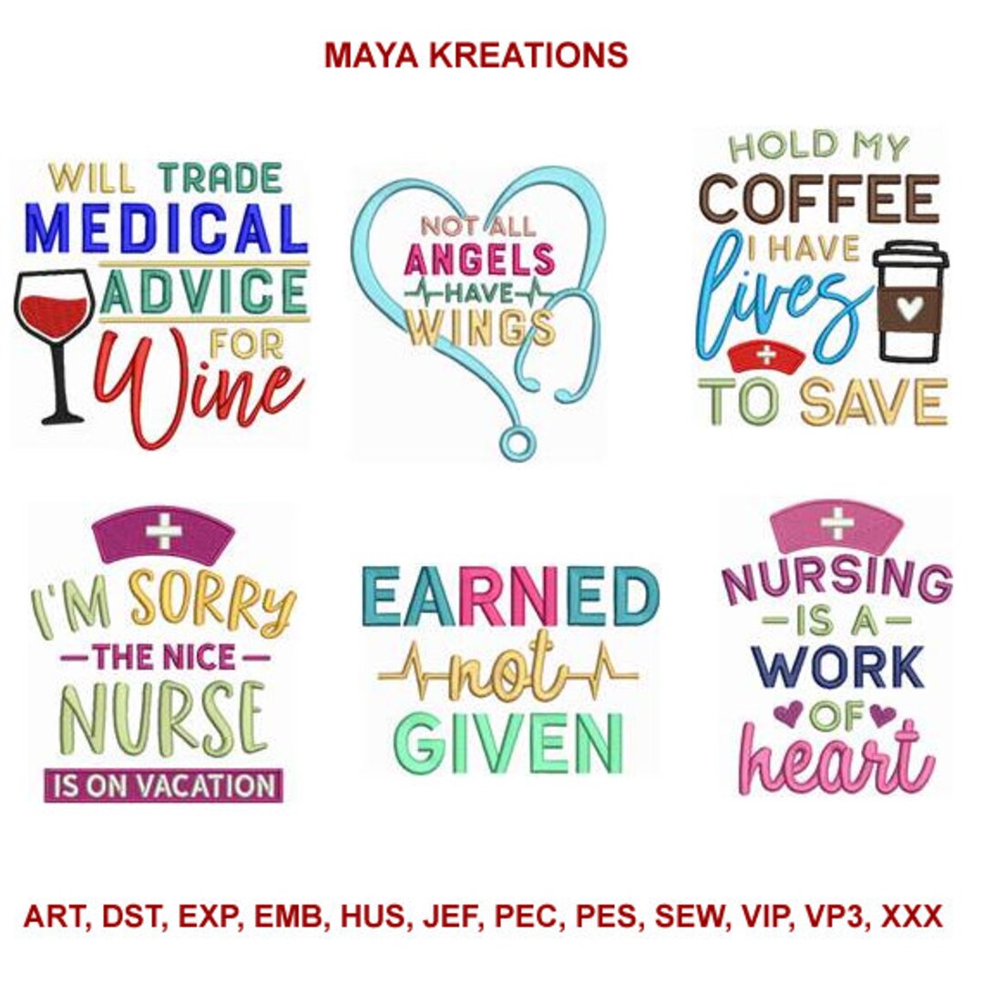 Nurse Machine Embroidery Design Set, Frontline Worker Embroidery ...