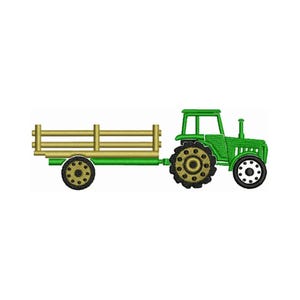 Green Tractor Embroidery- Machine Embroidery Design- Farm Wagon ...