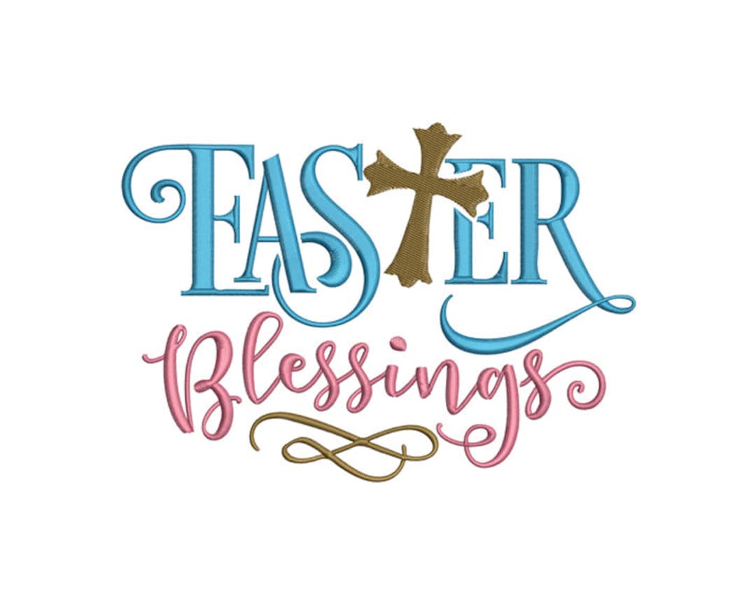Easter Blessing Cross Machine Embroidery Design - Religious Holiday ...