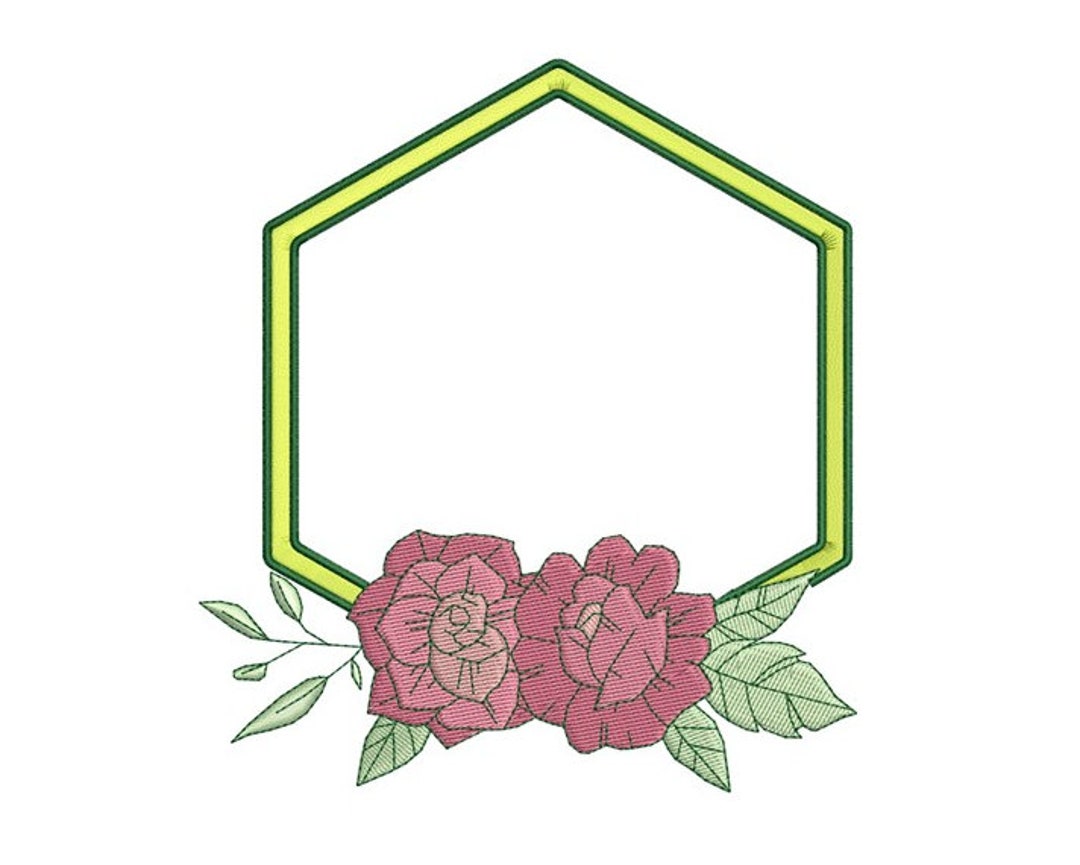 Hexagon Roses Embroidery - Rose Flower Embroidery - Hexagon Embroidery ...