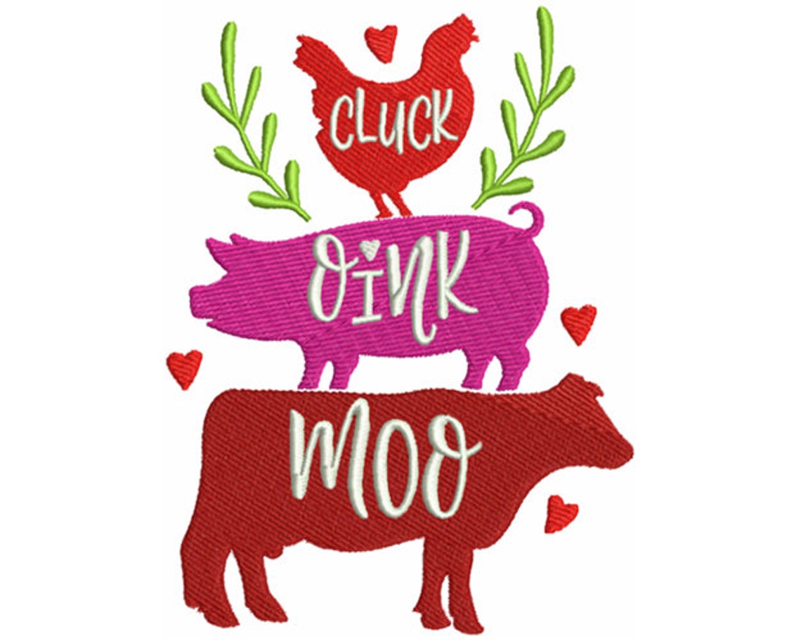 Cluck Oink Moo Machine Embroidery Designembroidery Designs - Etsy