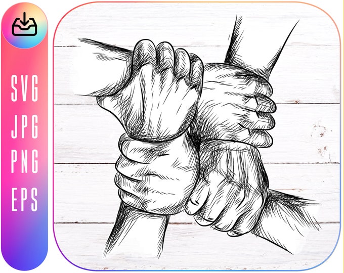 Helping Hands SVG Helping Hand Clipart Cutting Vector - Etsy