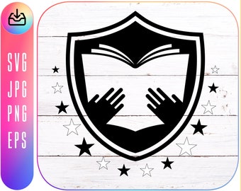 Book SVG, Library Clipart, School Student SVG DXF Silhouette Cricut Cut ...