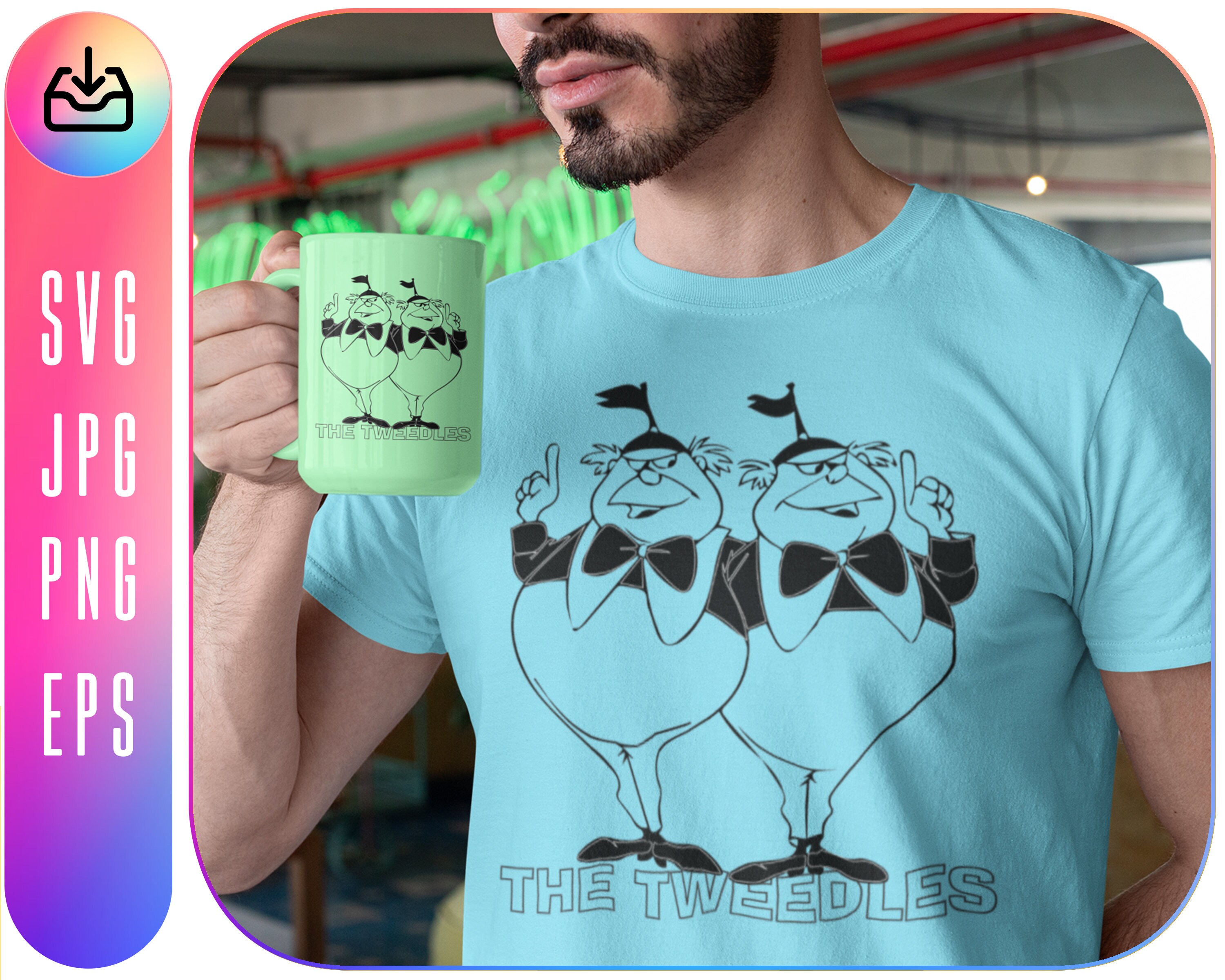 Tweedlee Deee & Tweedle Dum, Wonderland SVG, Mouse Head SVG, Dprincess ...