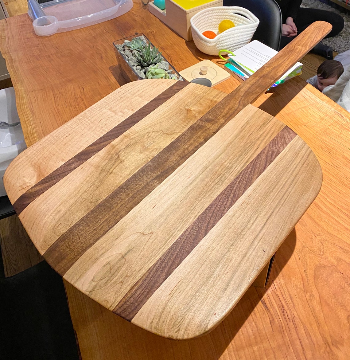 Wooden Pizza Peel Handmade Cherry Oak Maple Walnut 21" X 21" Wood Pizza ...