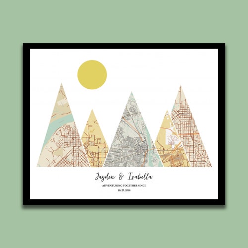 Adventure Together® Map Mountain Personalized Wedding Gift or - Etsy