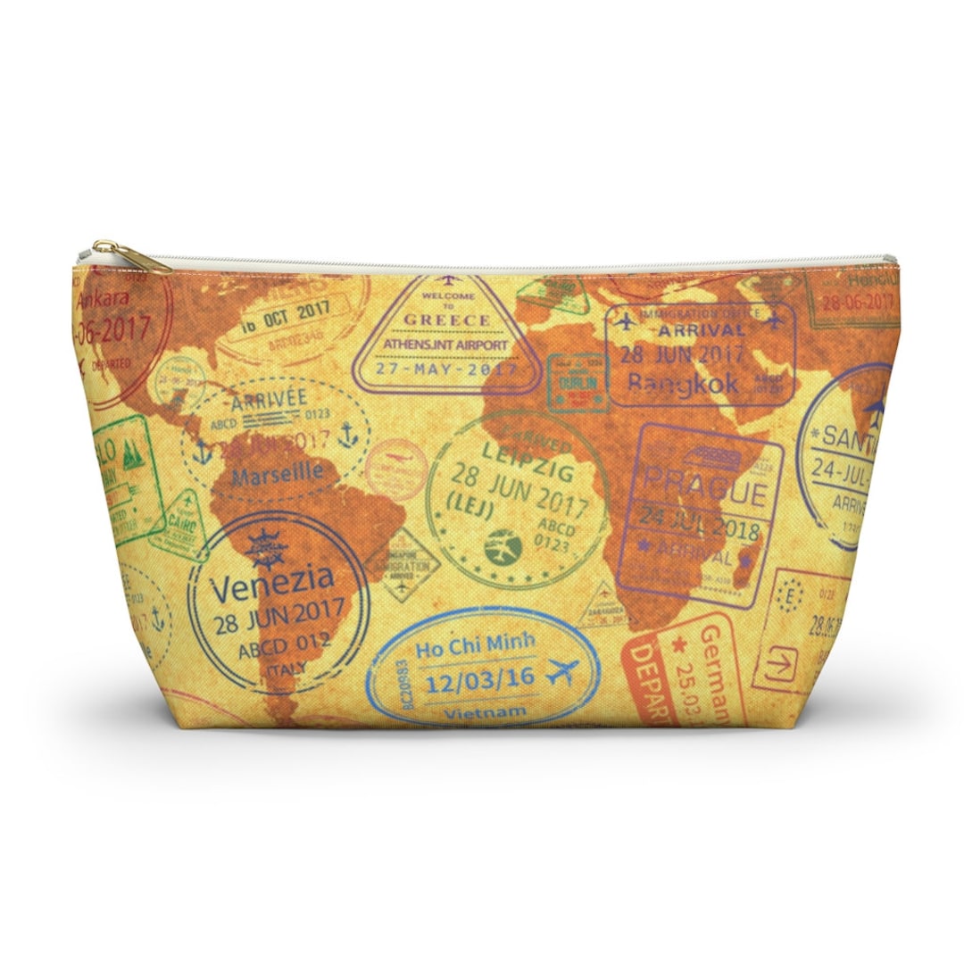 Vintage World Map Pouch Bag, Globe Carry All, Map Zipper Bag, Travel ...