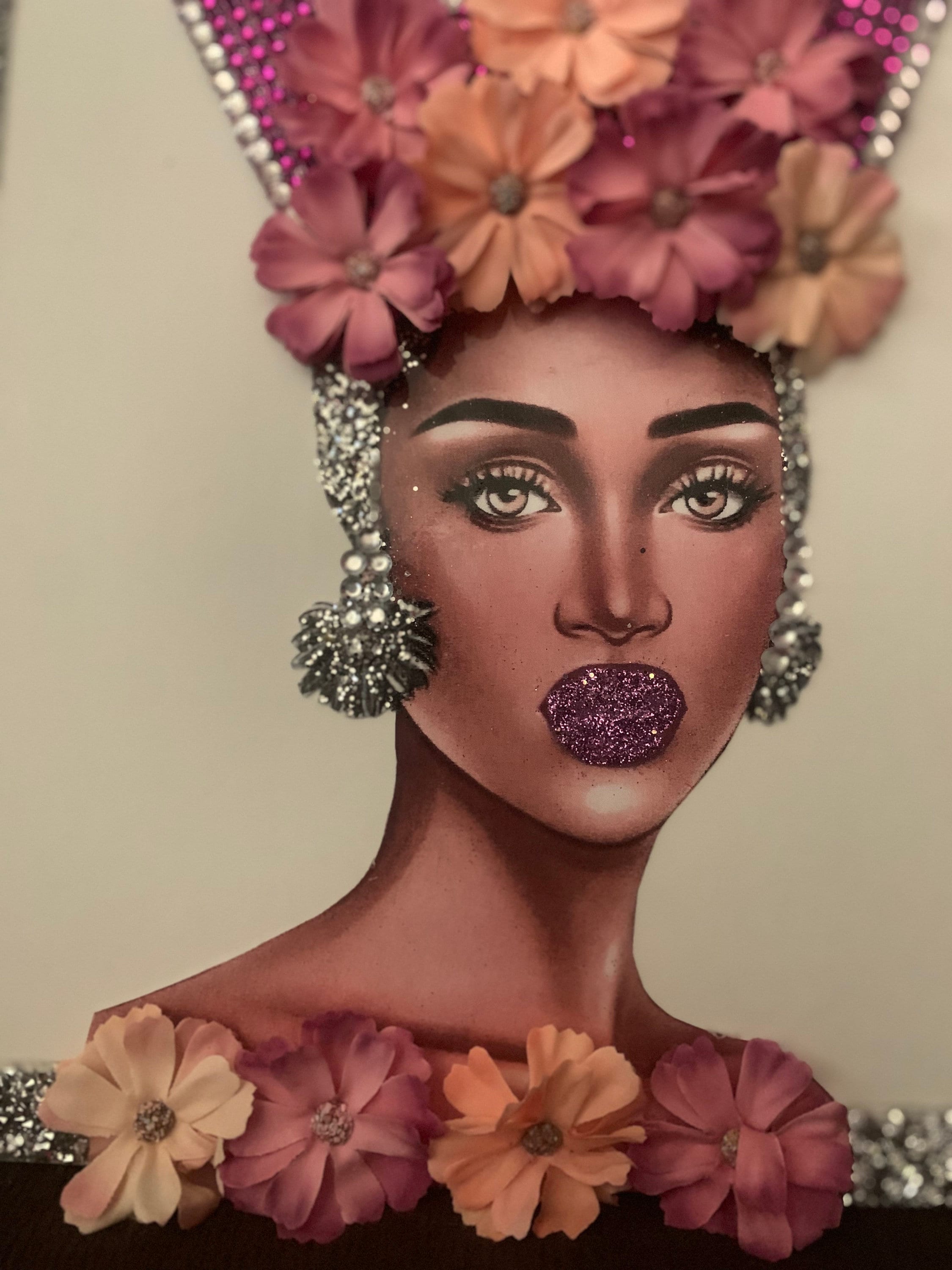 African American Diva in a Fuchsia Flowered Hat - Etsy