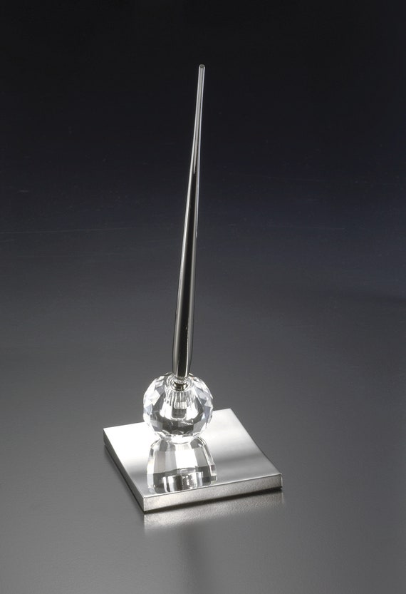 Crystal /silver Pen Holder With Pen - Etsy
