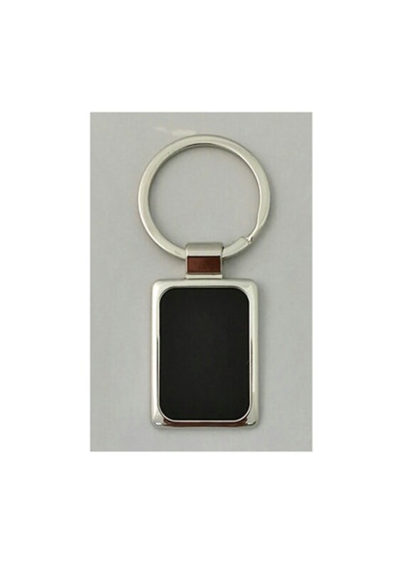 Black Rectangle Key Chain With Silver Accents Black/silver - Etsy