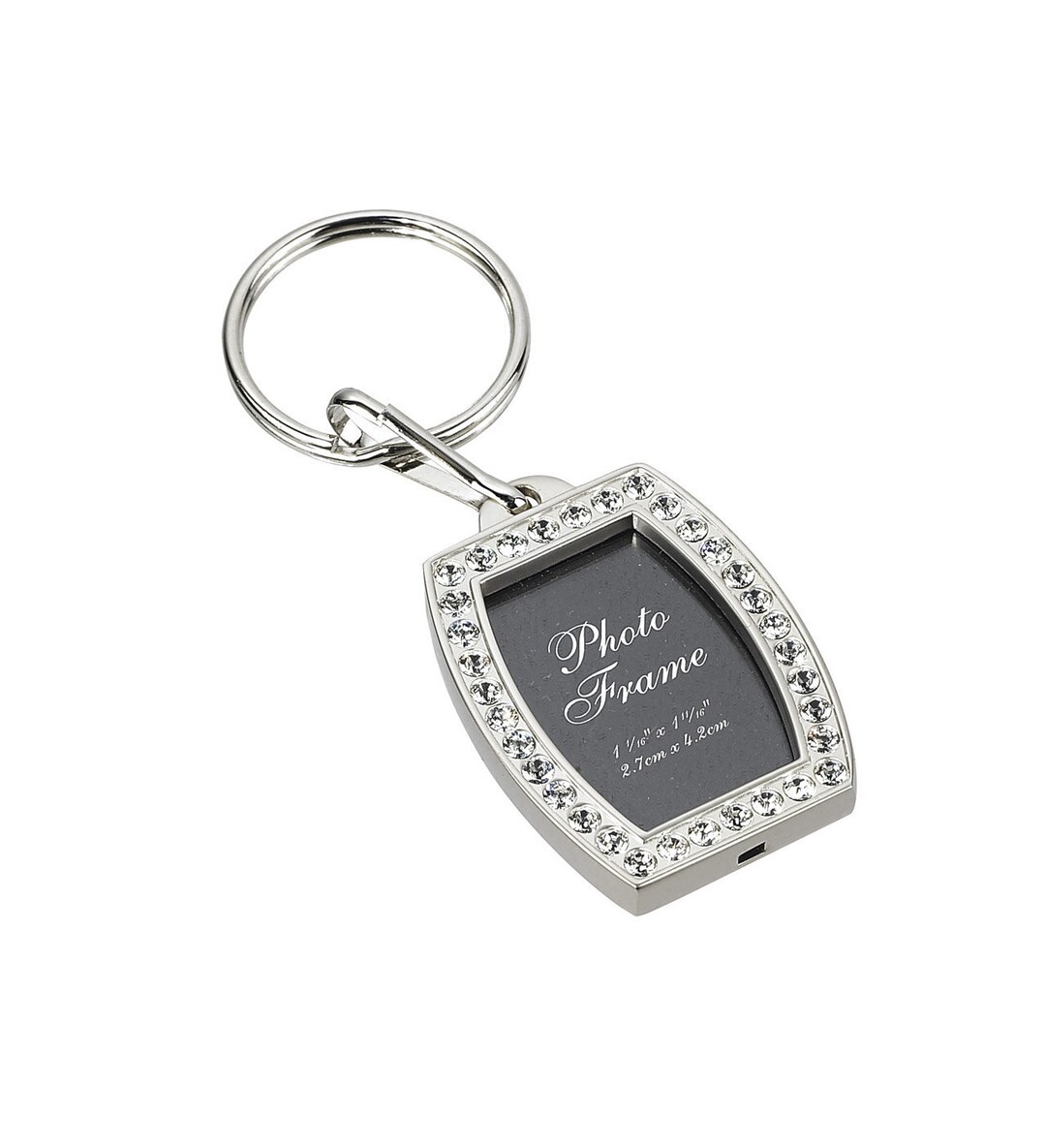 Elegant Silver Key Chain Photo Frame With Clear Stones - Etsy