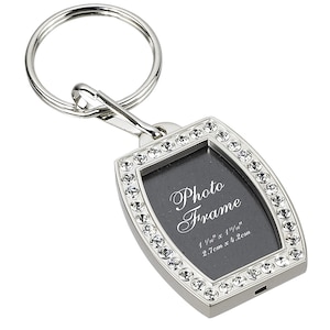 Elegant Silver Key Chain Photo Frame With Clear Stones - Etsy