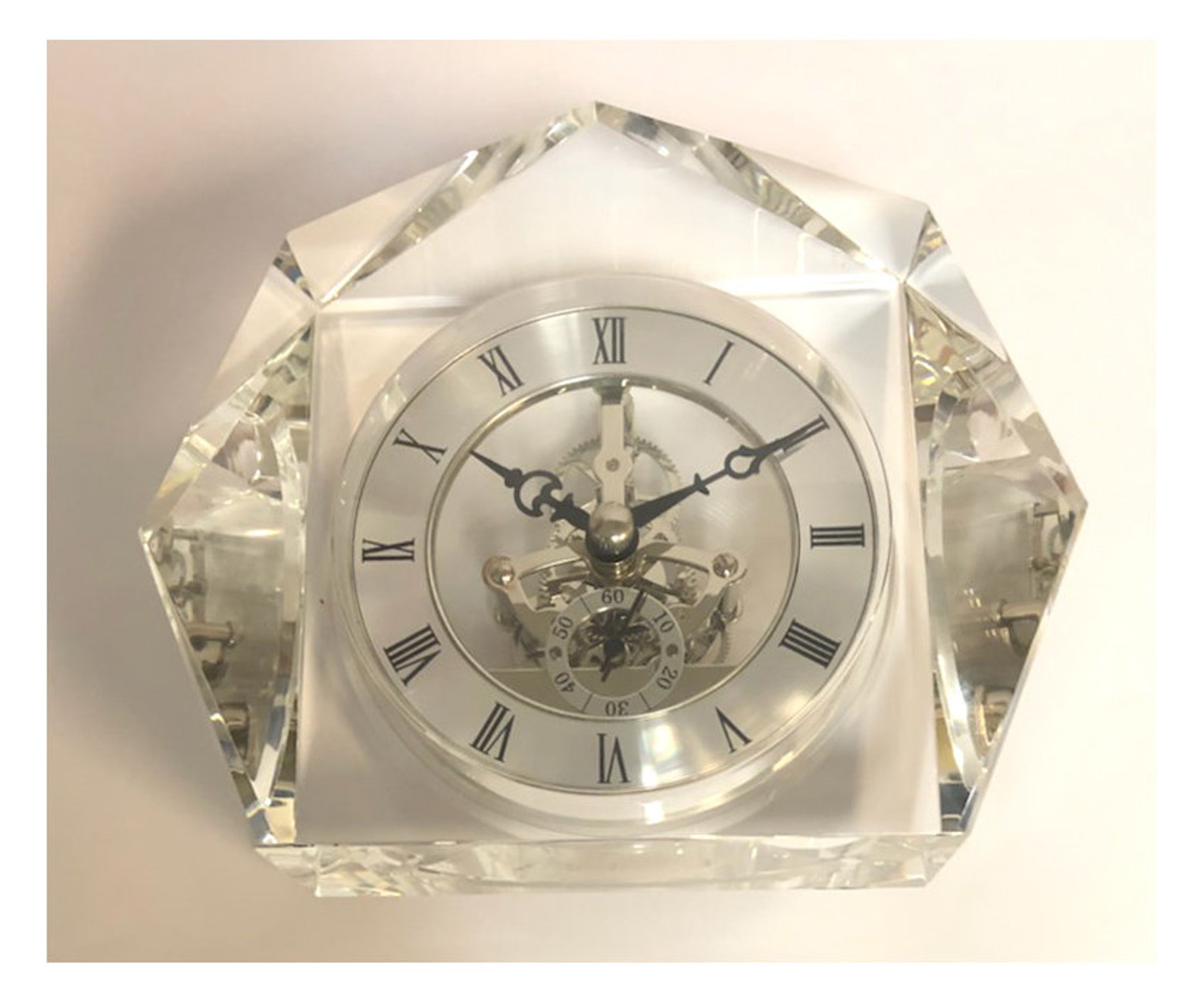 Elegant Crystal Desk Clock With Beautiful Silver Quartz Clock - Etsy