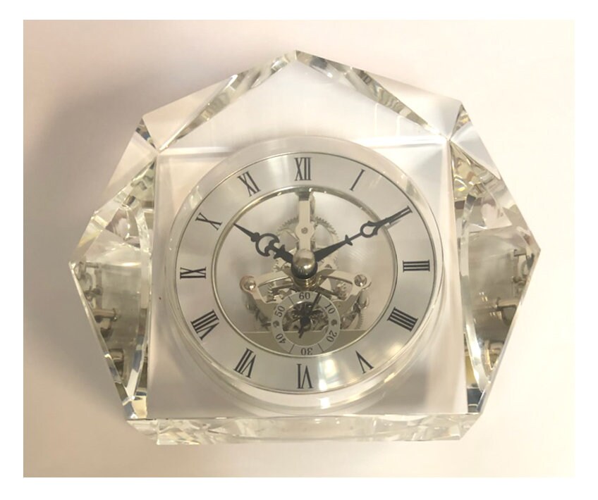 Elegant Crystal Desk Clock With Beautiful Silver Quartz Clock - Etsy