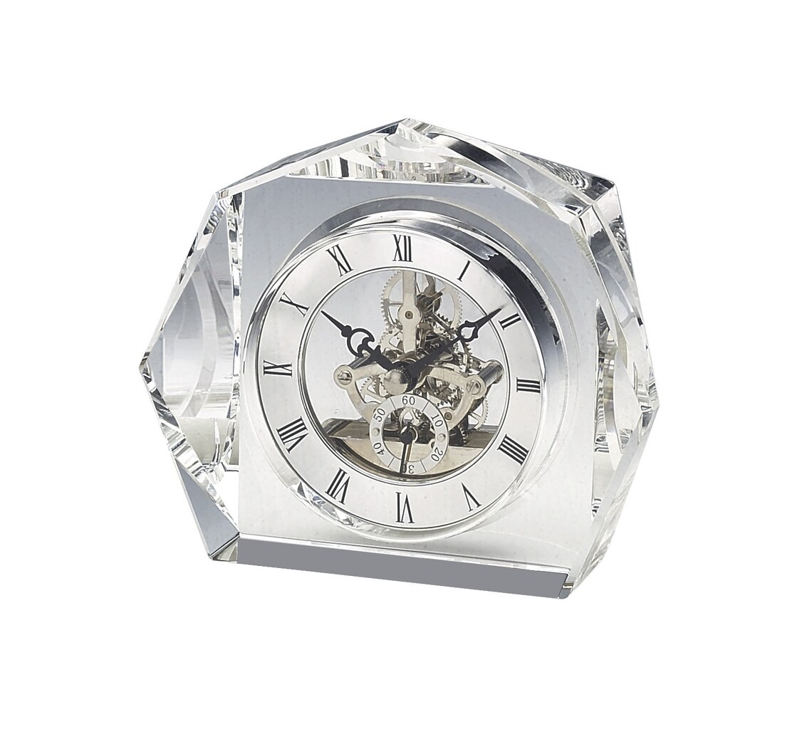 Elegant Crystal Desk Clock With Beautiful Silver Quartz Clock - Etsy