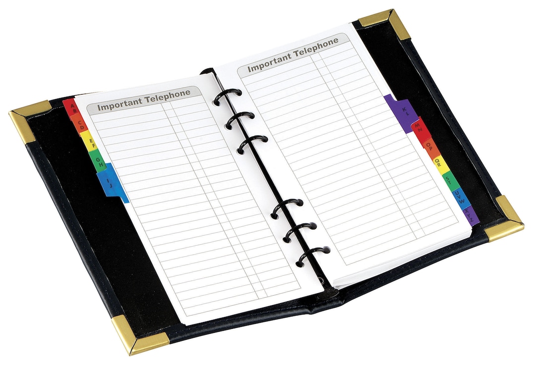 Six Ring Address Book in Black - Etsy