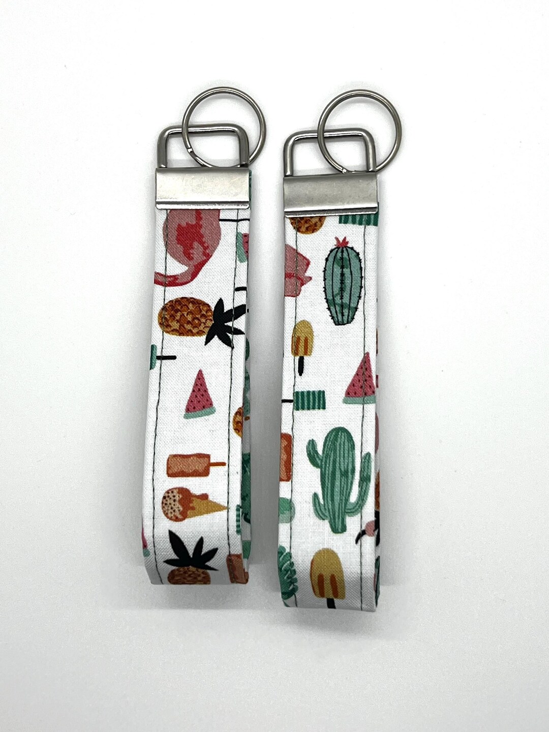 Summer Time Fabric Keychain / Key Fob Keychain / Wristlet / Fabric ...