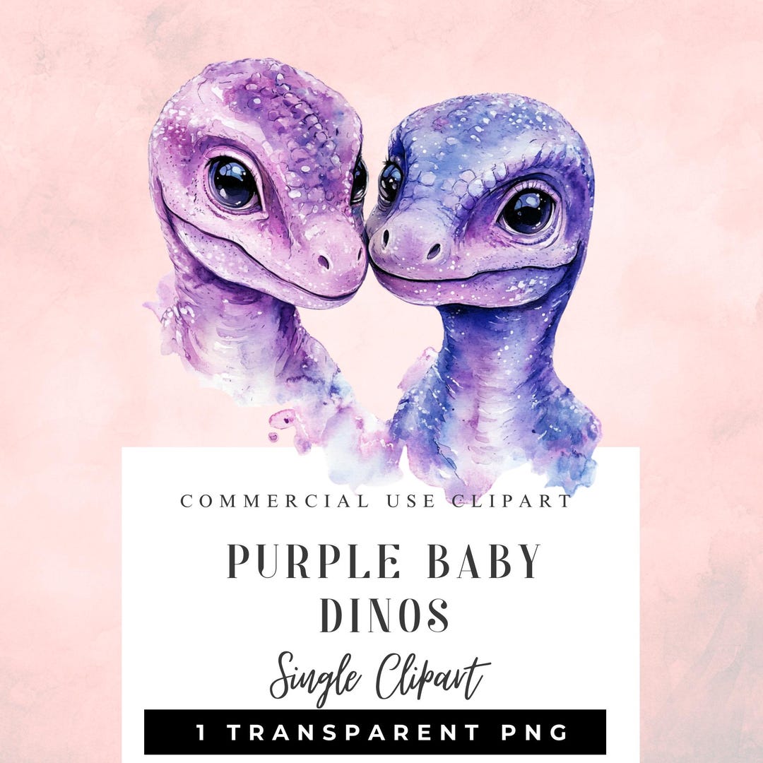 Purple Baby Dinos Single Clipart -transparent PNG, Cute Ephemera ...