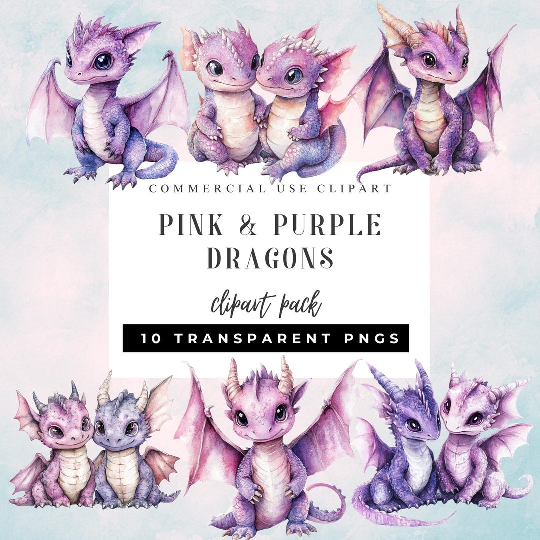Pink & Purple Baby Dragon Cliparts - Beautiful Colours, Transparent ...