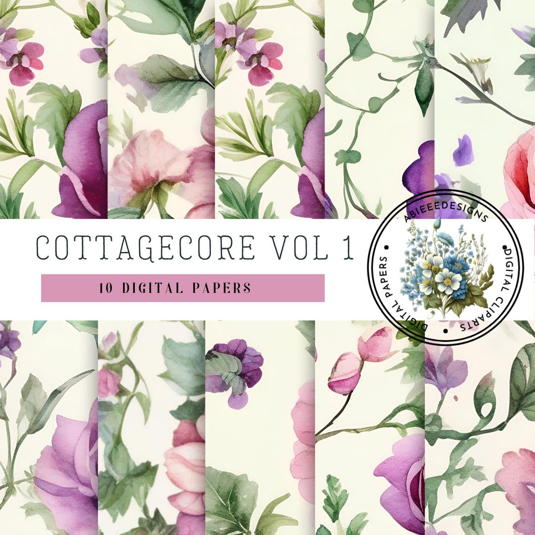 Cottagecore Digital Papers - Country Themed, 10 Images, Crafting ...