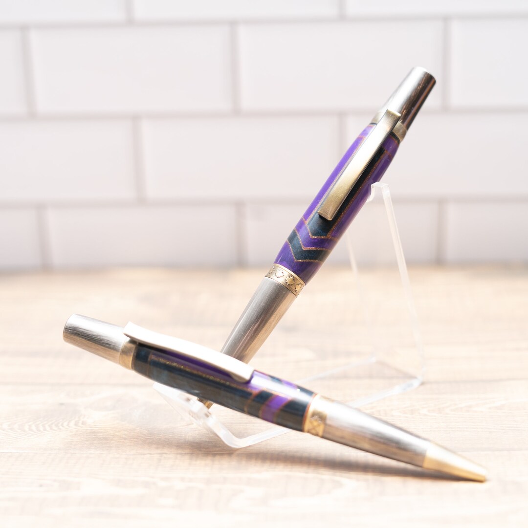Casted Gisi Style, Metallic Blue, Purple and Gold, Twist Pen - Etsy