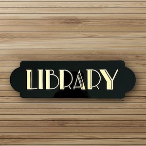Art Deco Acrylic Library Door Sign Library Decor Gold - Etsy