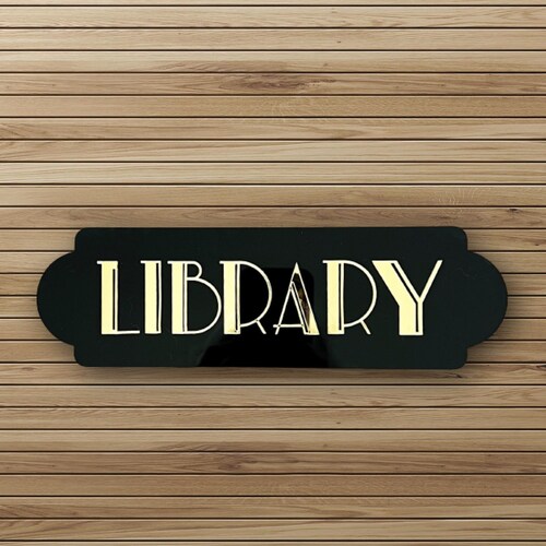 Art Deco Acrylic Library Door Sign Library Decor Gold - Etsy