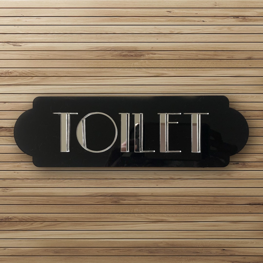 TOILET SIGN ART Deco Sign Silver Acrylic Mirrored Font Laser - Etsy