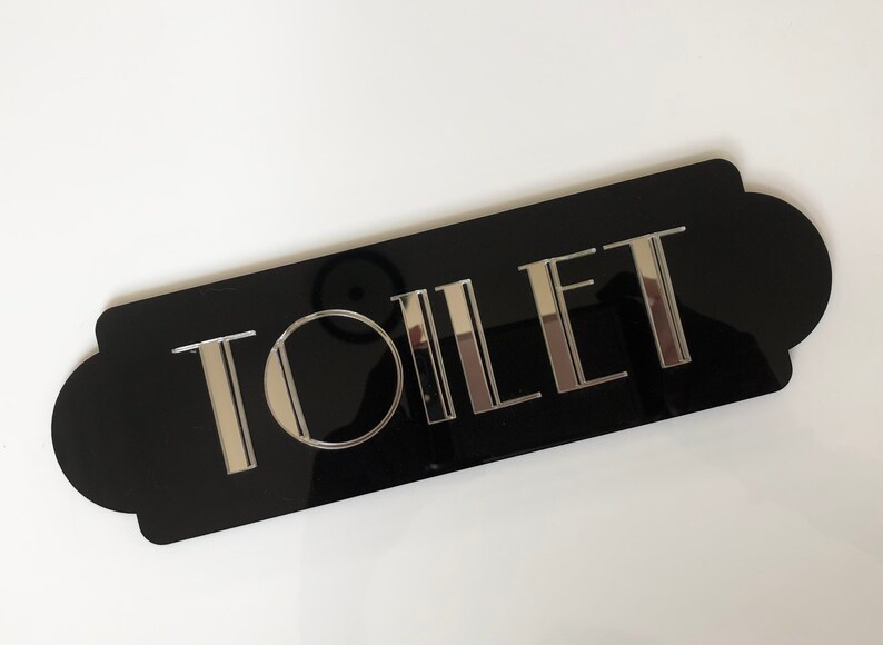 TOILET SIGN ART Deco Sign Silver Acrylic Mirrored Font Laser - Etsy